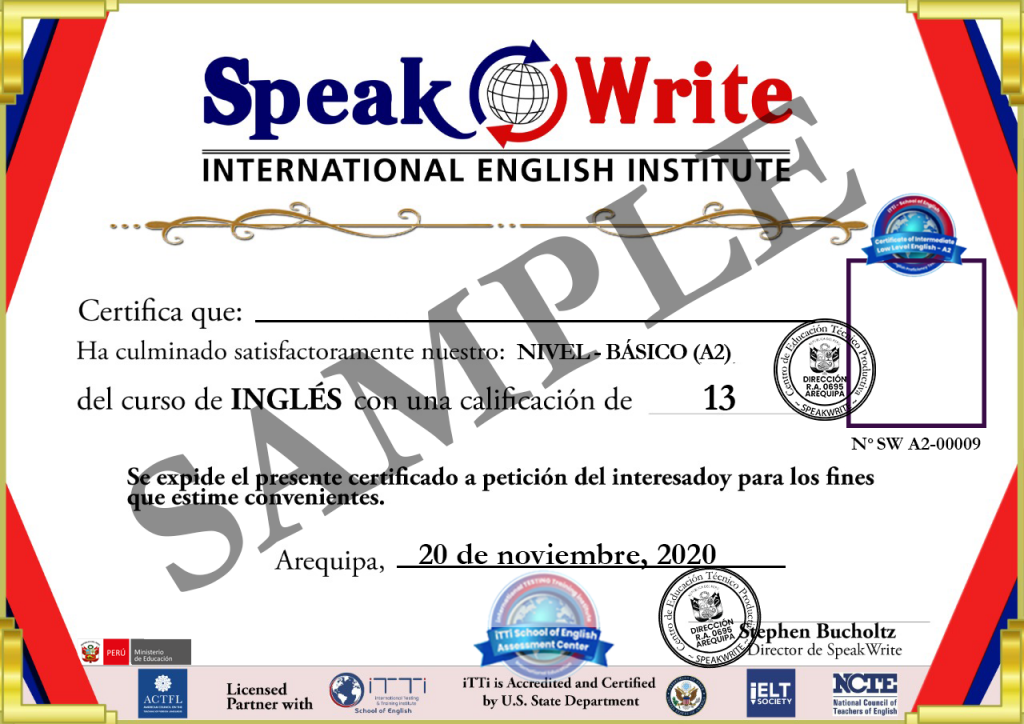 International certification – SpeakWrite International English Institute
